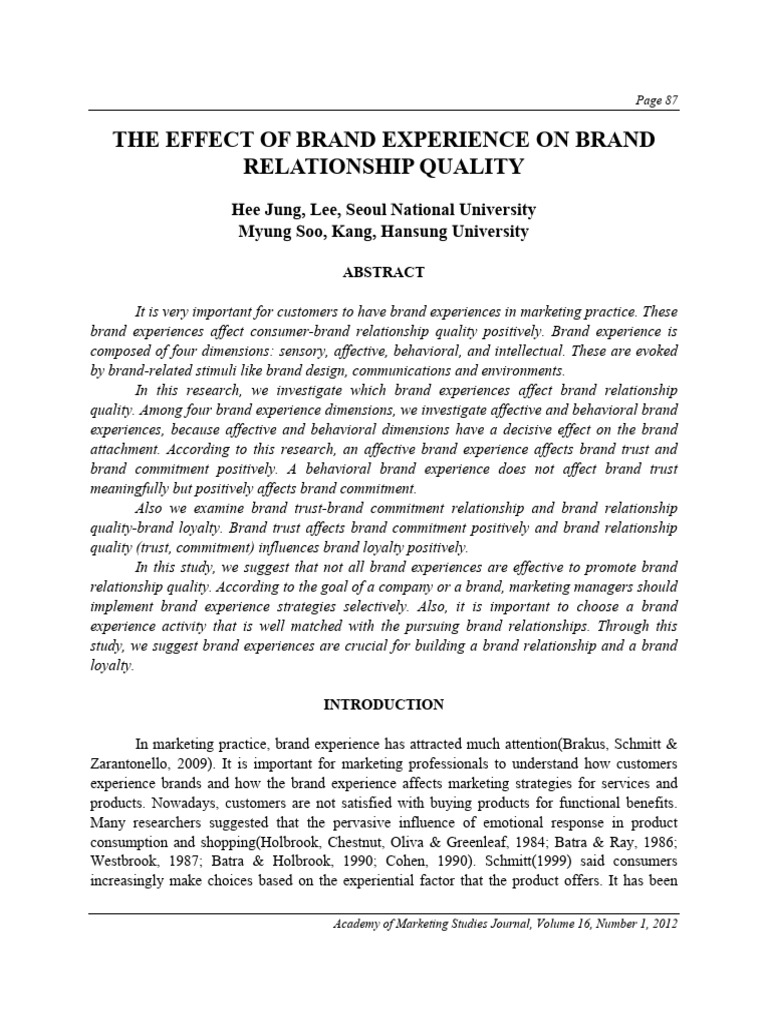 Brand Experience and Loyalty Insights | PDF | Customer Experience | Brand