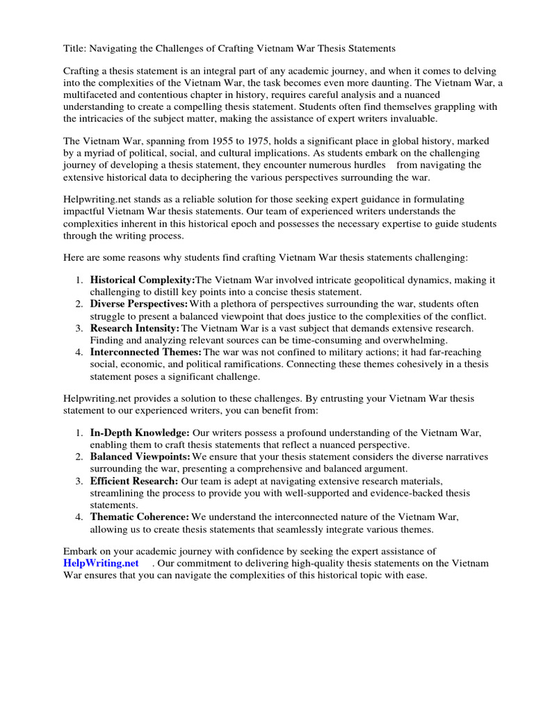 Vietnam War Thesis Statements | PDF | Politics | Social Science