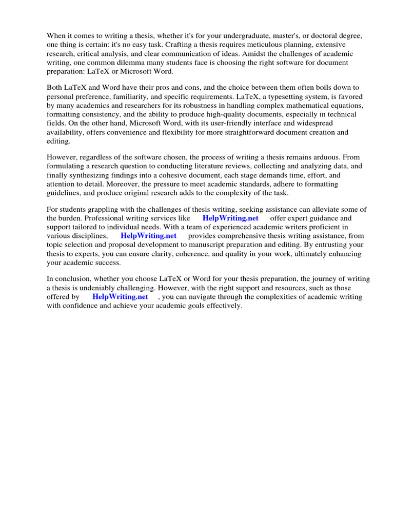 Thesis Latex Vs Word | PDF
