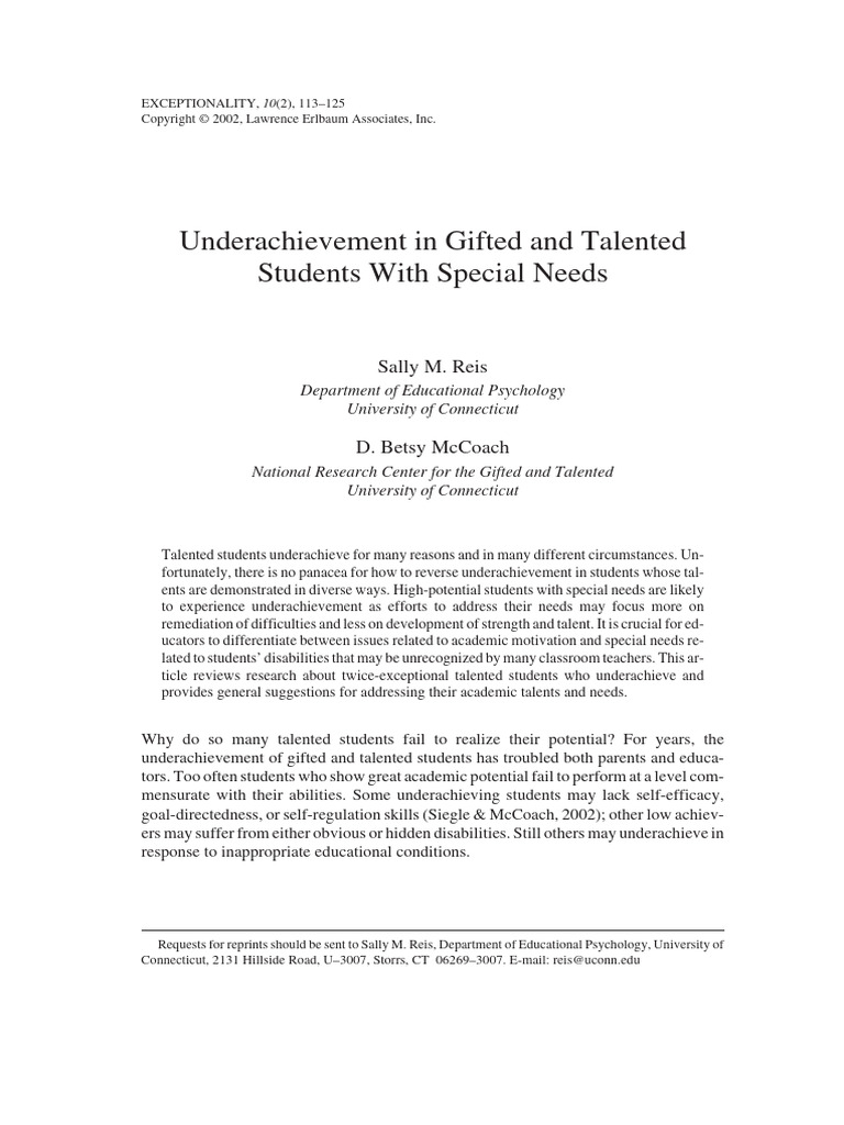 Underachievement in Gifted Students | PDF