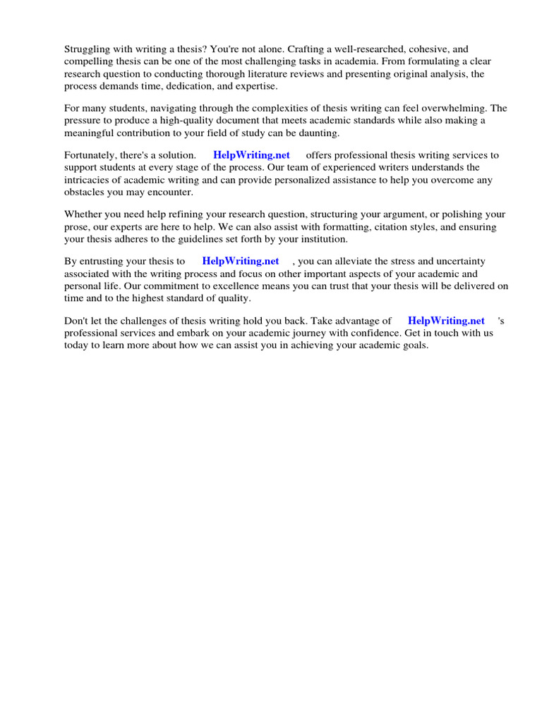 Thesis Writing Support for Students | PDF | Essays | Thesis