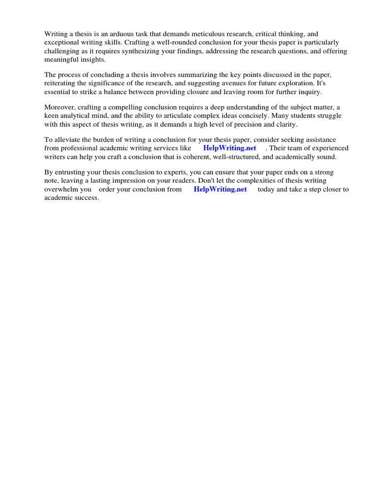 Example Conclusion Thesis Paper | PDF