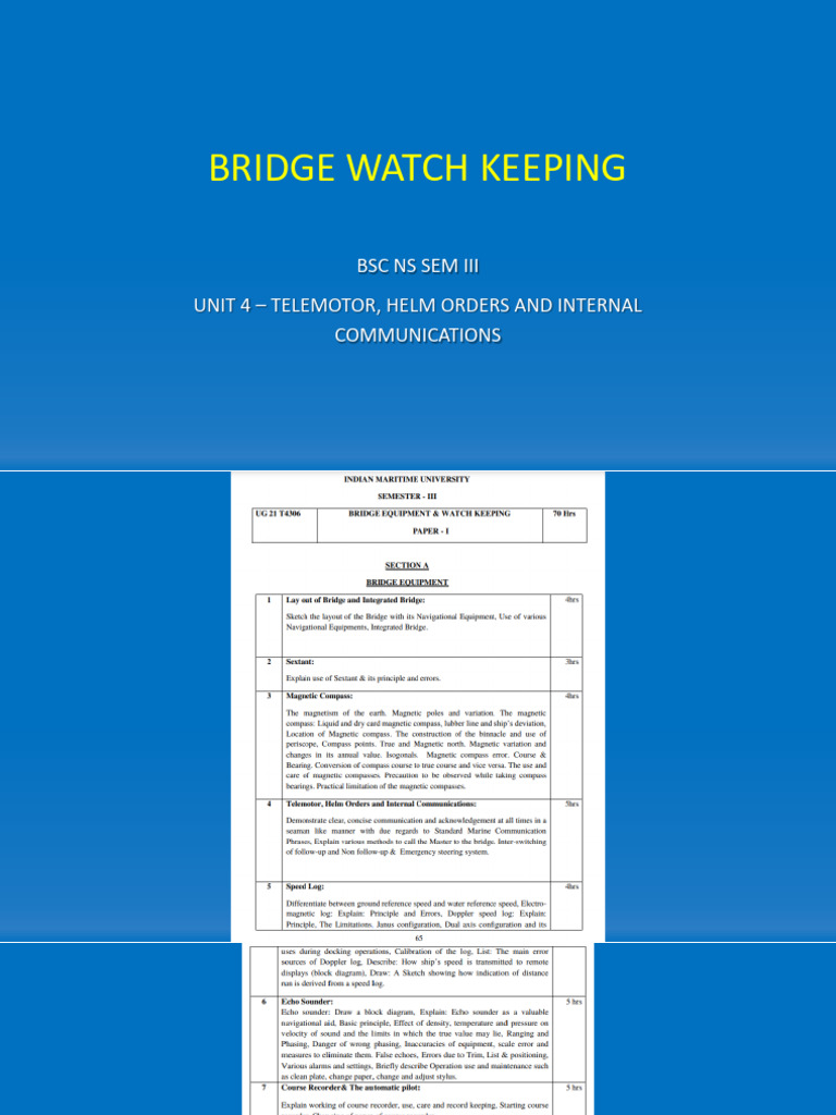 Unit 4 - Telemotor Helm Orders | PDF | Servomechanism | Automatic ...