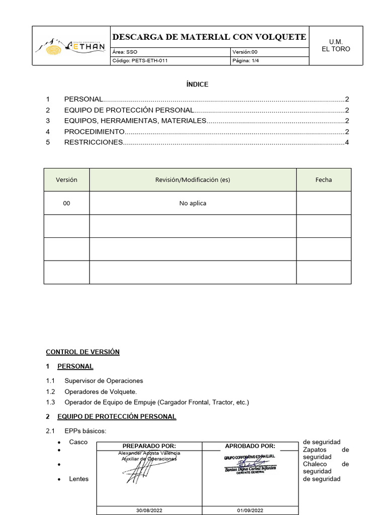 Pets - Eth - 11 - Descarga de Material Con Volquete | PDF