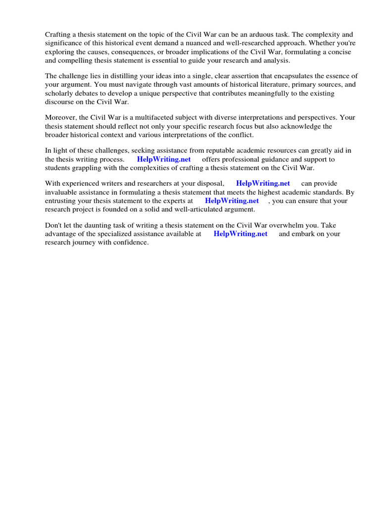 Civil War Thesis Writing Guide | PDF | American Civil War ...