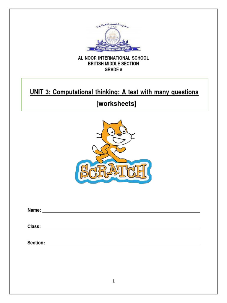 Unit 3 Worksheet Answer Key-1-6 | PDF | Scratch (Programming Language) | Software