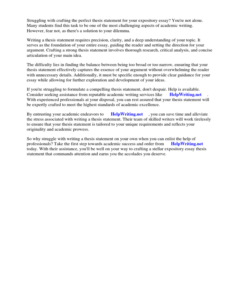 How To Write Expository Essay Thesis Statement | PDF | Essays | Idea