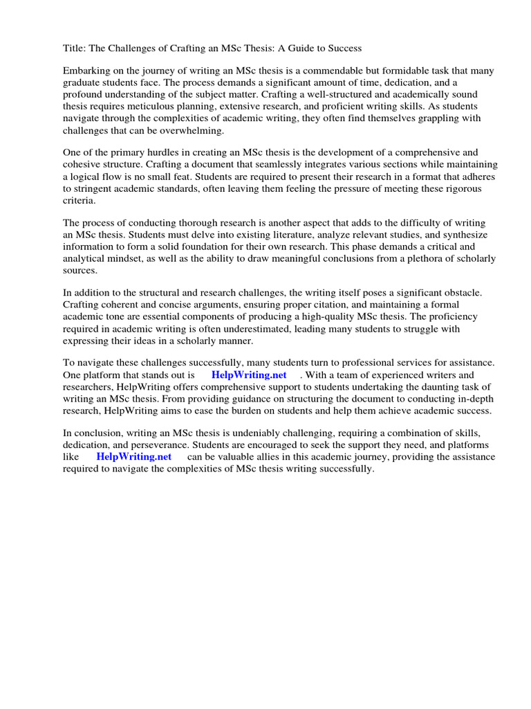 MSC Thesis Template | PDF