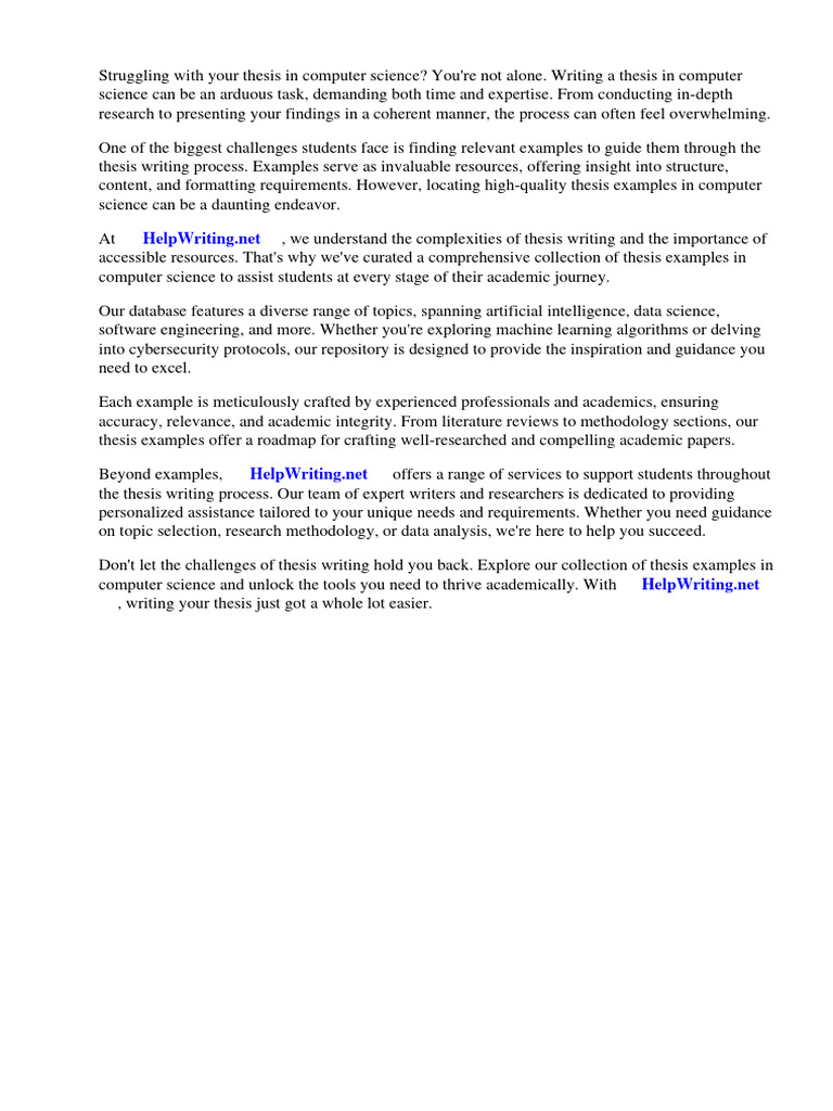 Thesis Computer Science Examples | Download Free PDF | Thesis ...