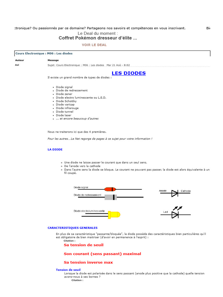 Types et caractéristiques des diodes | PDF