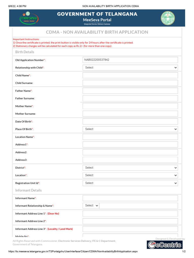 NON AVAILABILITY BIRTH Model Application | Download Free PDF | Computing