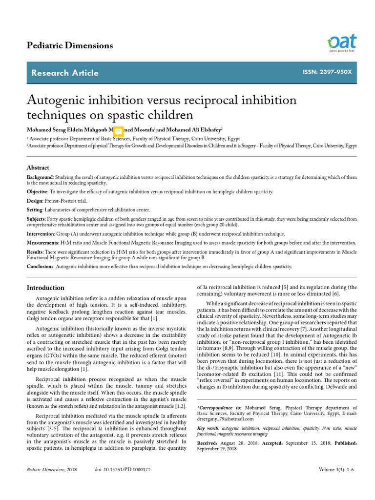 Autogenic Inhibition Versus Reciprocal Inhibition | PDF | Nervous ...