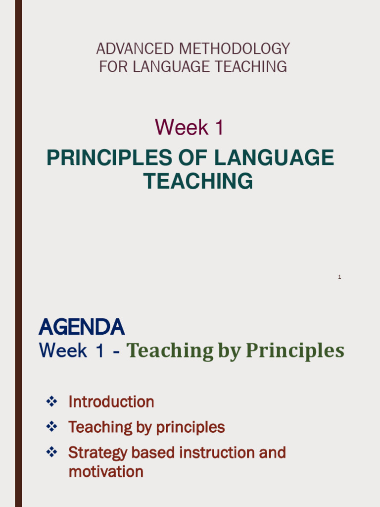 Week 1 - Principles of Language Teaching - For Teaching | PDF | English As A Second Or Foreign ...