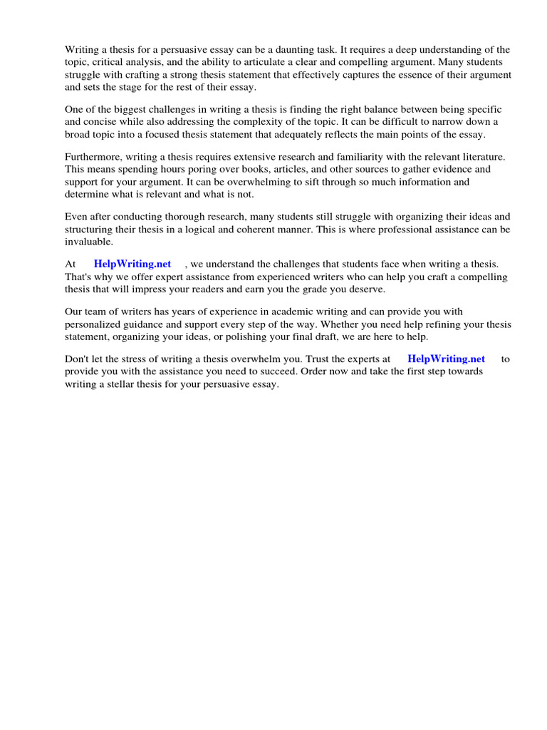 How To Write A Good Thesis For A Persuasive Essay | PDF
