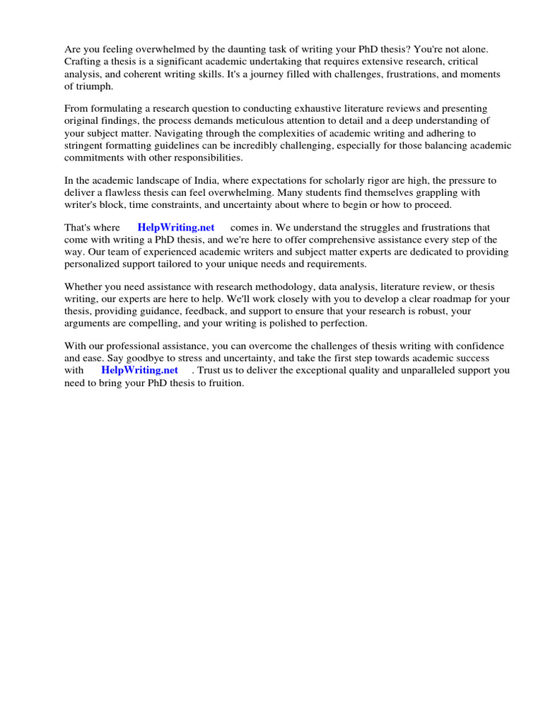 PHD Thesis Help in India | PDF | Thesis | Doctor Of Philosophy
