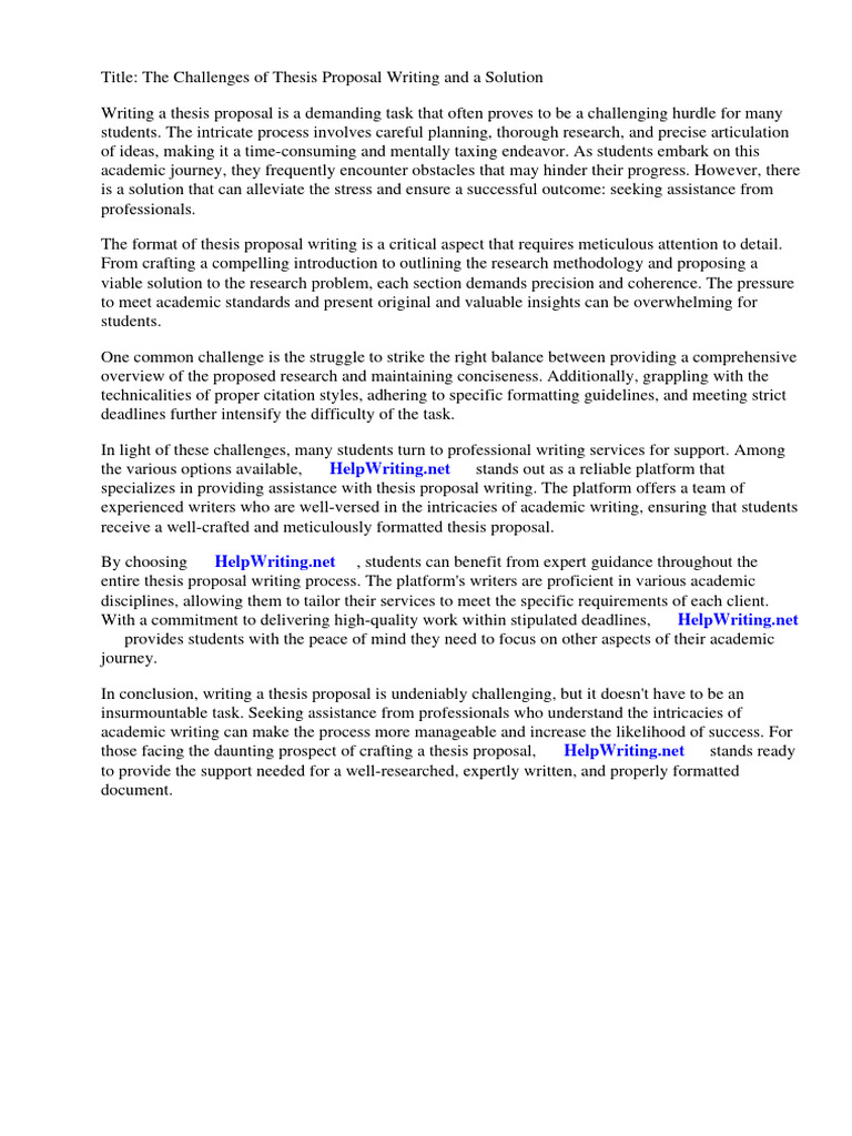 Format of Thesis Proposal Writing | PDF | Thesis | Doctor Of Philosophy