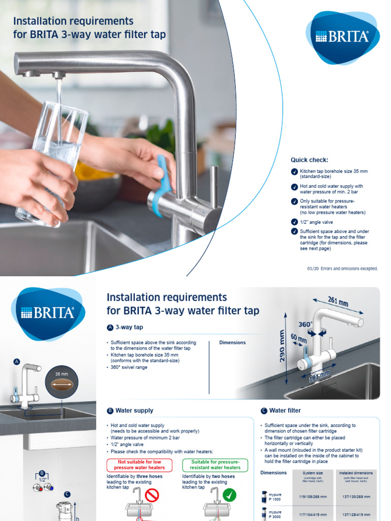 Installation Requirements Mypure 3-Way Stainless Steel Tap Rectangle ...