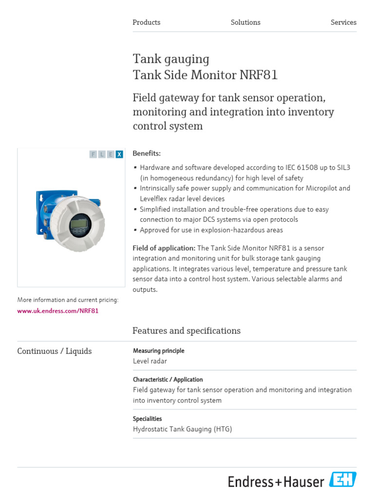 Endress-Hauser Tank Side Monitor NRF81 EN | PDF