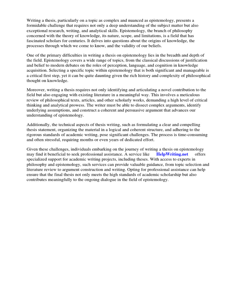 Epistemology Thesis Topics | PDF | Epistemology | Knowledge