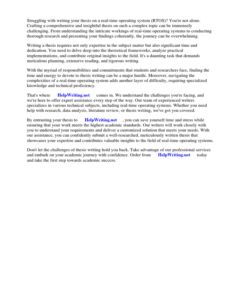 Thesis On Real Time Operating System | PDF | Business | Computers