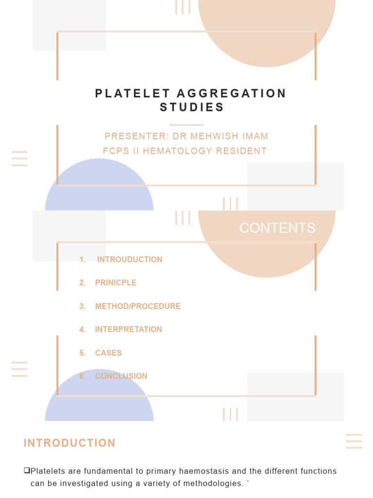 Platelet Aggregation Studies | PDF | Platelet | Medical Specialties