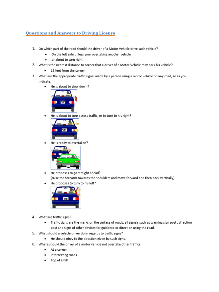 Questions and Answers To Driving License | PDF | Traffic | Vehicles