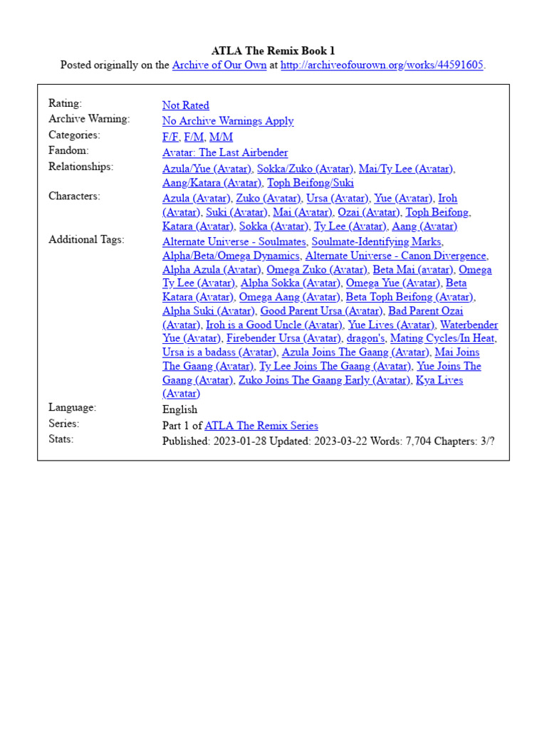 ATLA The Remix Book 1 | PDF