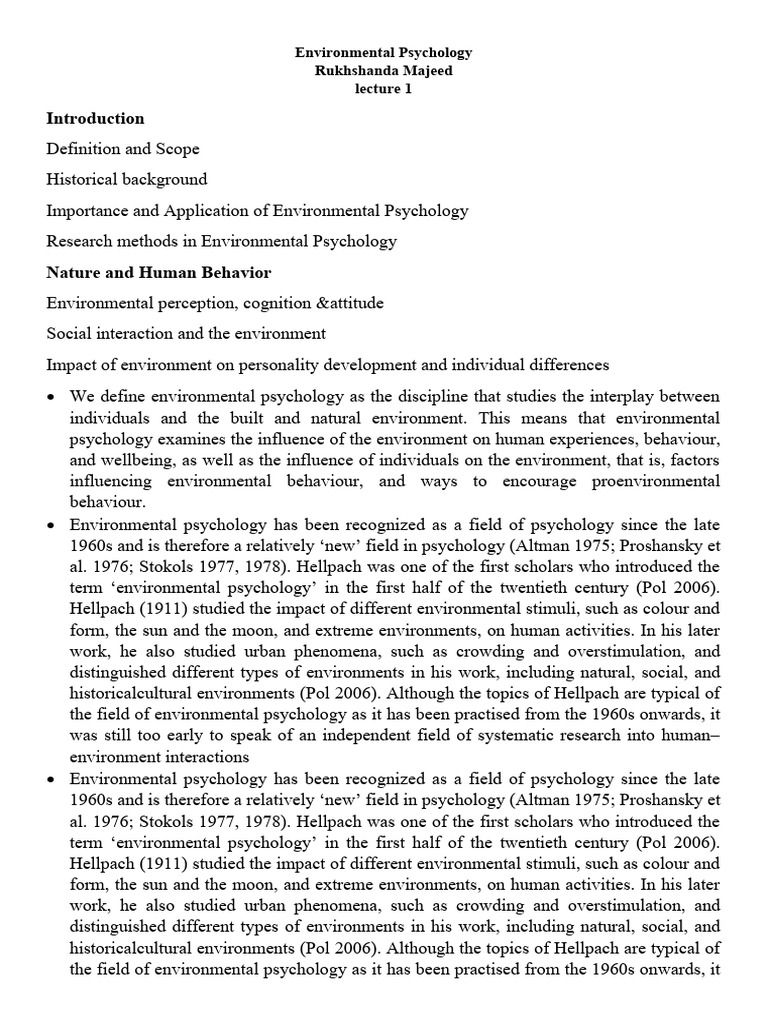Environmental Psychology | PDF | Social Science