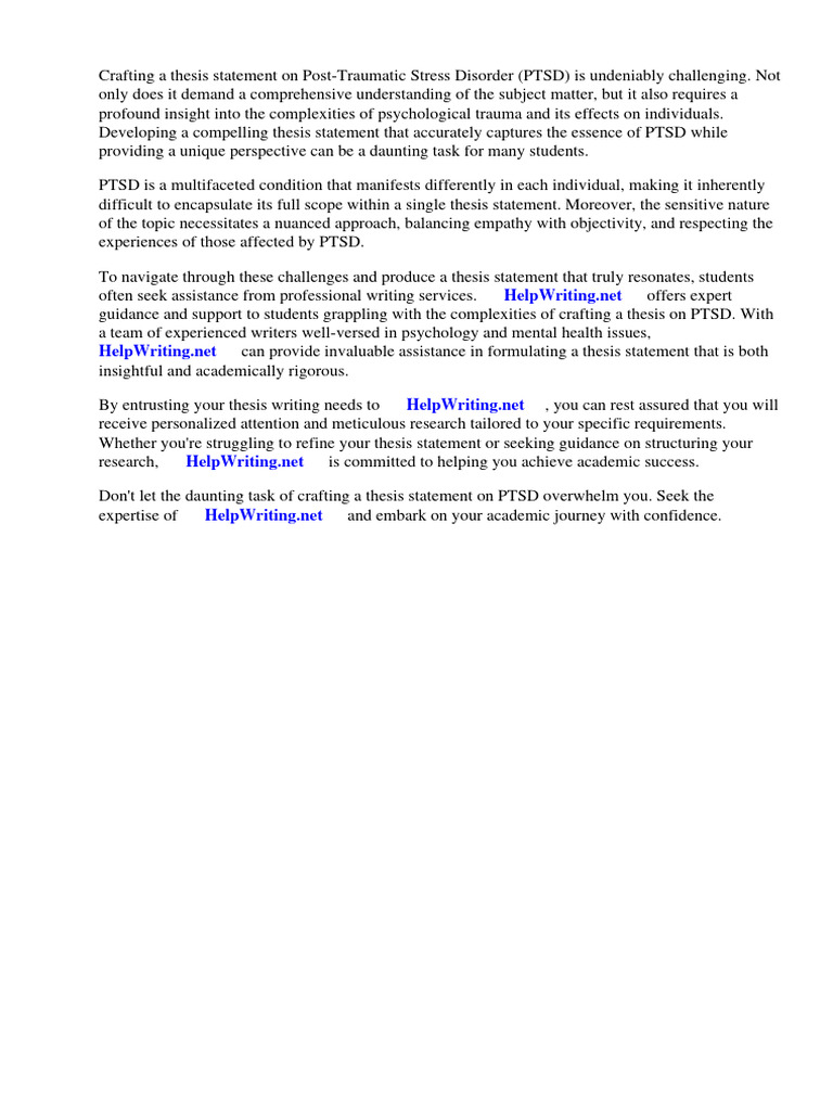 PTSD Thesis Statements | PDF | Psychological Trauma | Mental Health