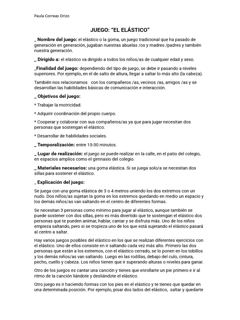 Juego El Elastico | PDF