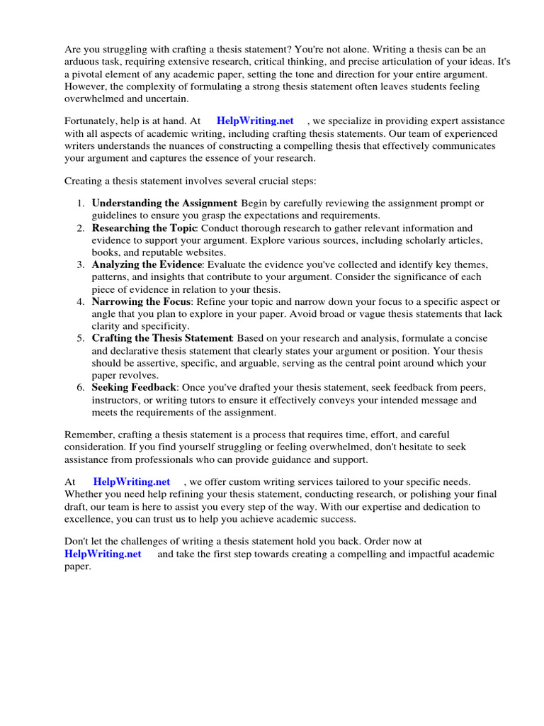 Steps in Creating A Thesis Statement | PDF | Thesis | Essays
