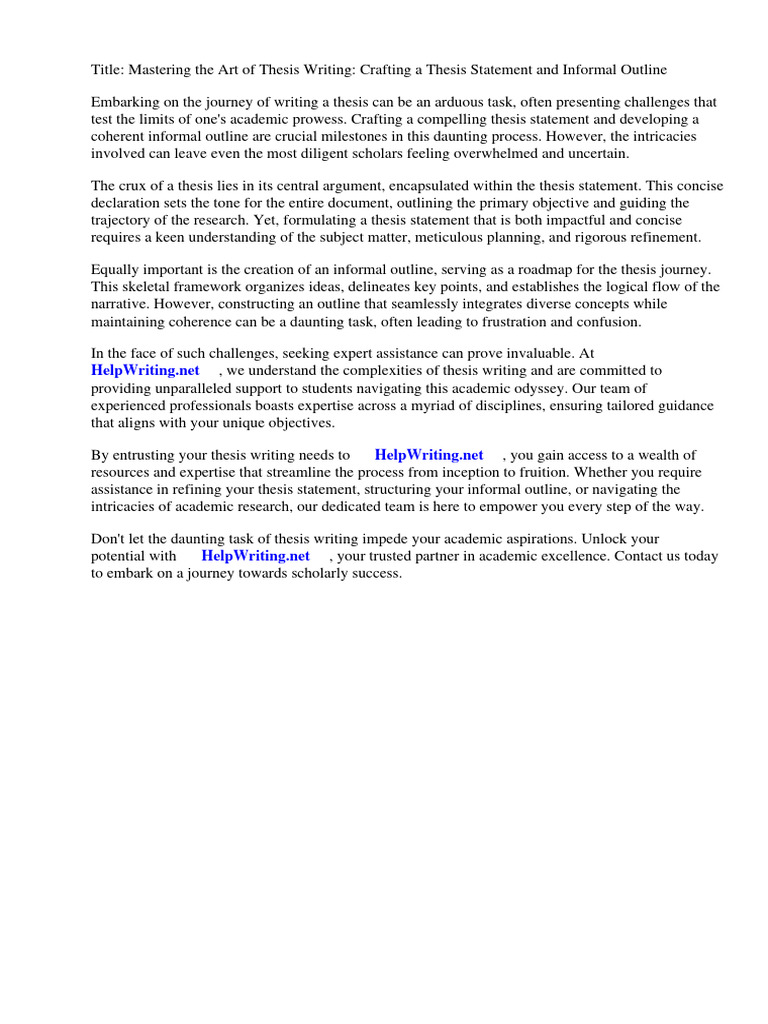 How to Write a Thesis Statement and Informal Outline | PDF | Essays ...
