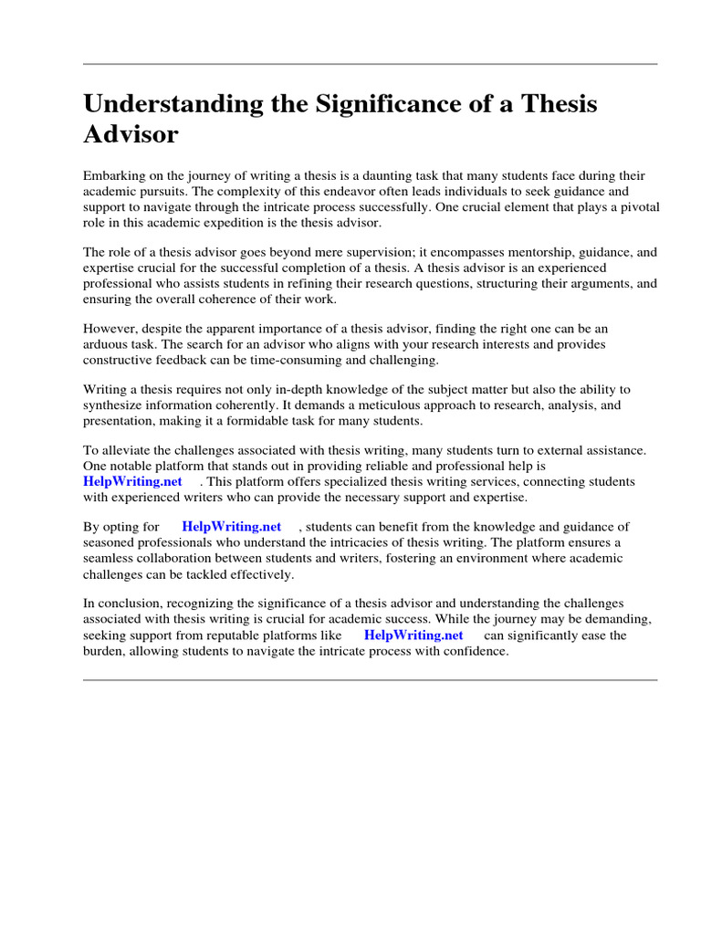 Thesis Advisor Meaning | PDF