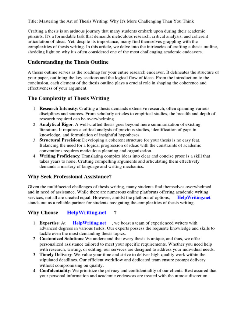 Essay Outline Thesis | PDF