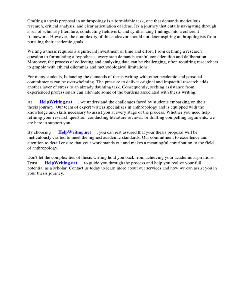 Thesis Proposal Example Anthropology | Download Free PDF | Thesis ...