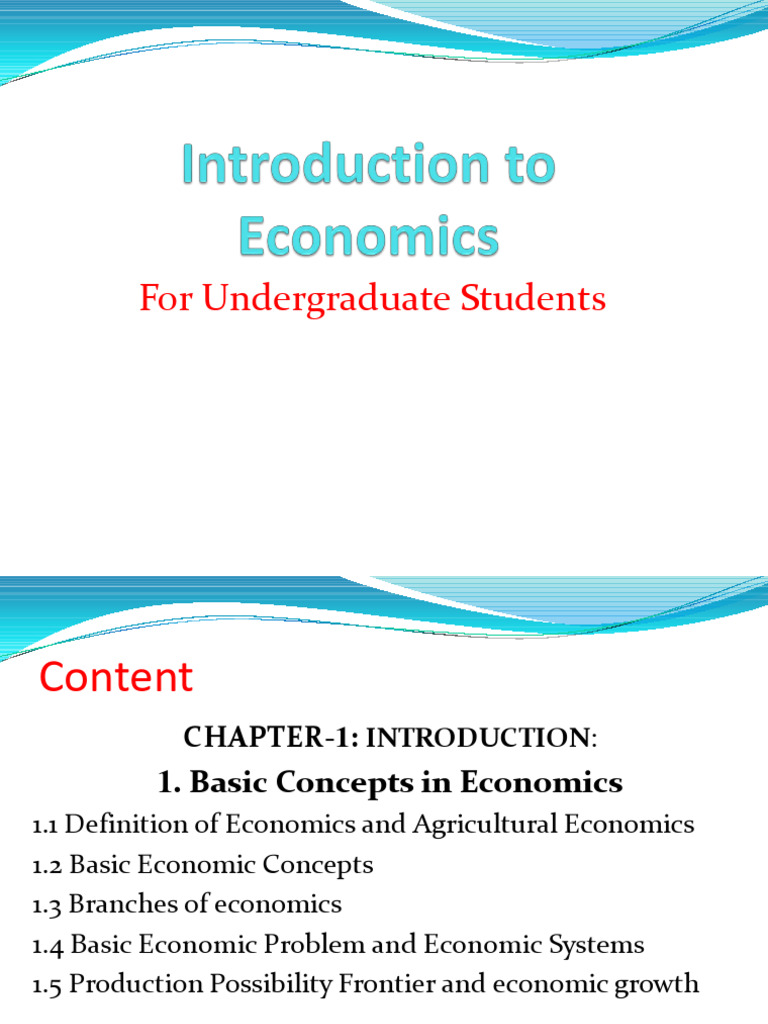 Introduction To Eco U 1 | PDF | Economics | Economic System