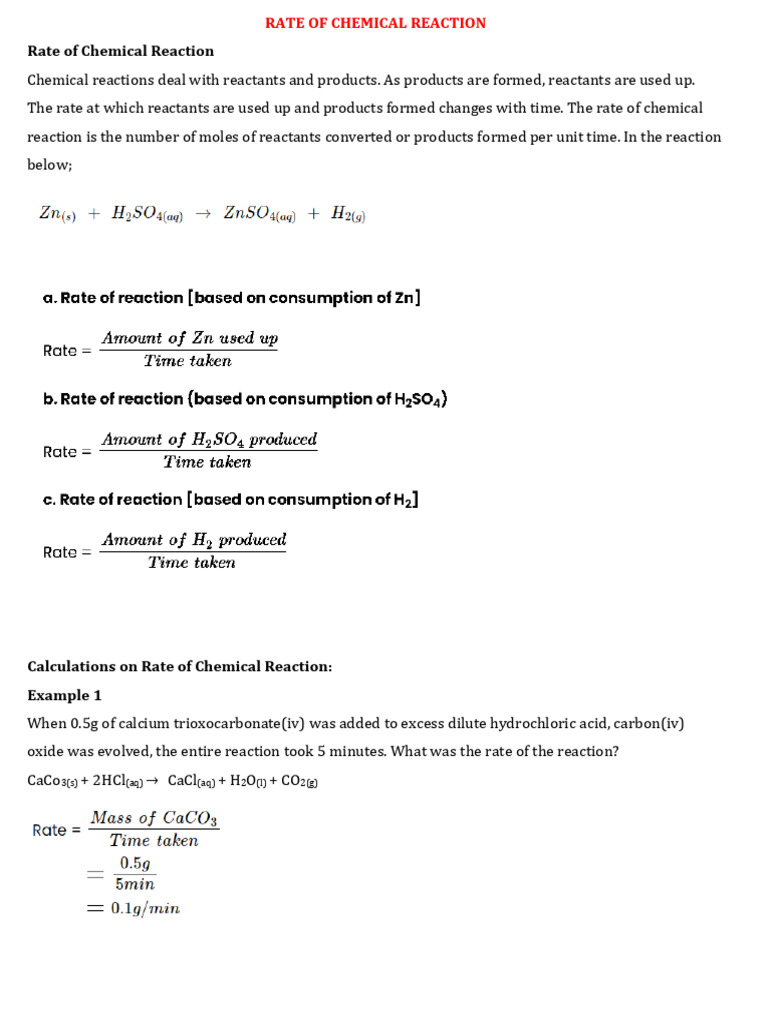 2.2.4 Rate of Chemical Reaction | PDF | Reaction Rate | Chemical Reactions