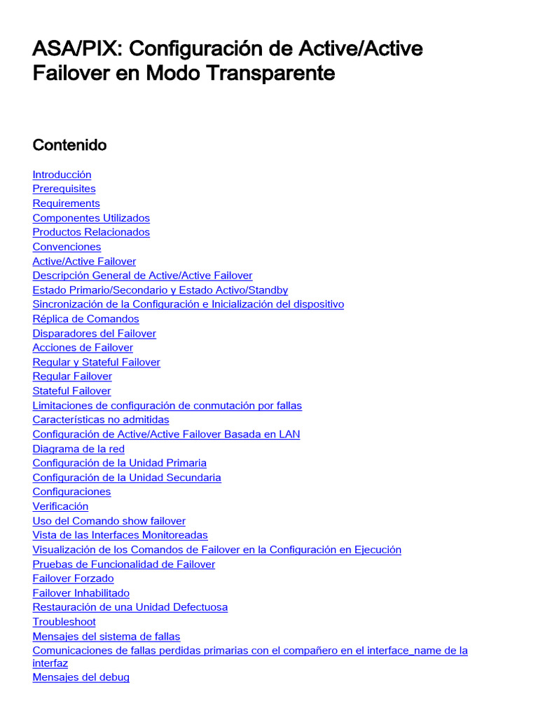 Configuracion ASA Active-Failover Modo Transparente | PDF | Dirección IP | Red privada virtual