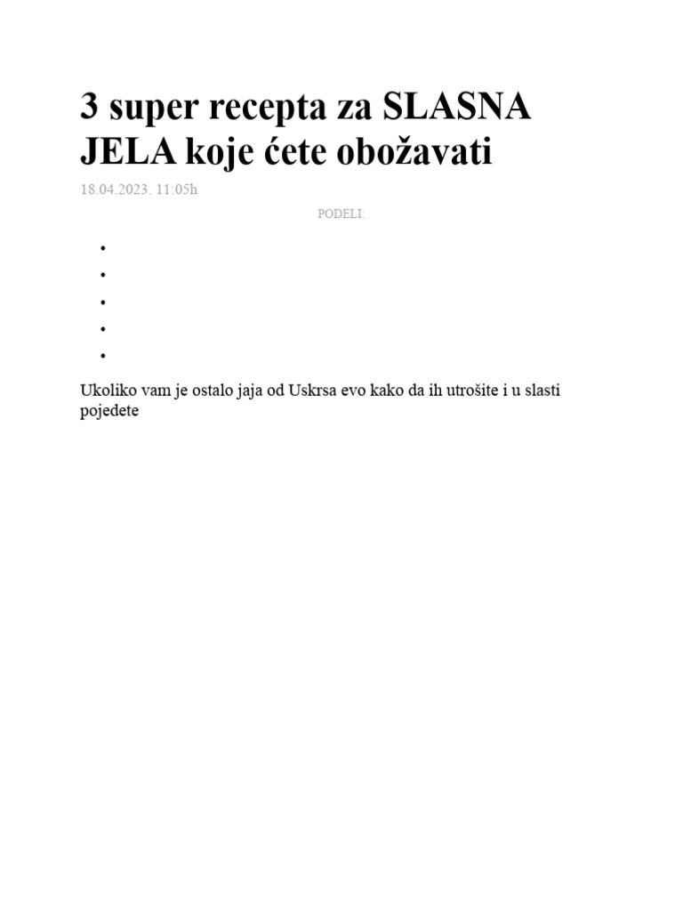 3 Super Recepta Za SLASNA JELA Koje Ćete Obožavati | PDF