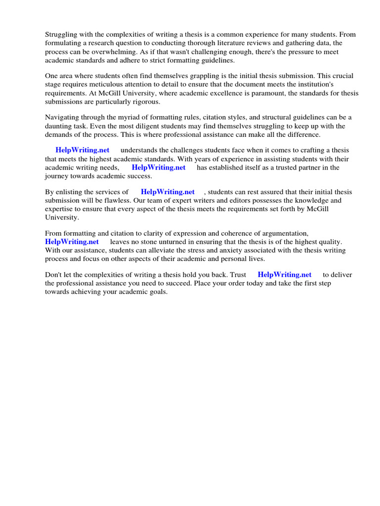Mcgill Initial Thesis Submission | PDF | Thesis | Literacy