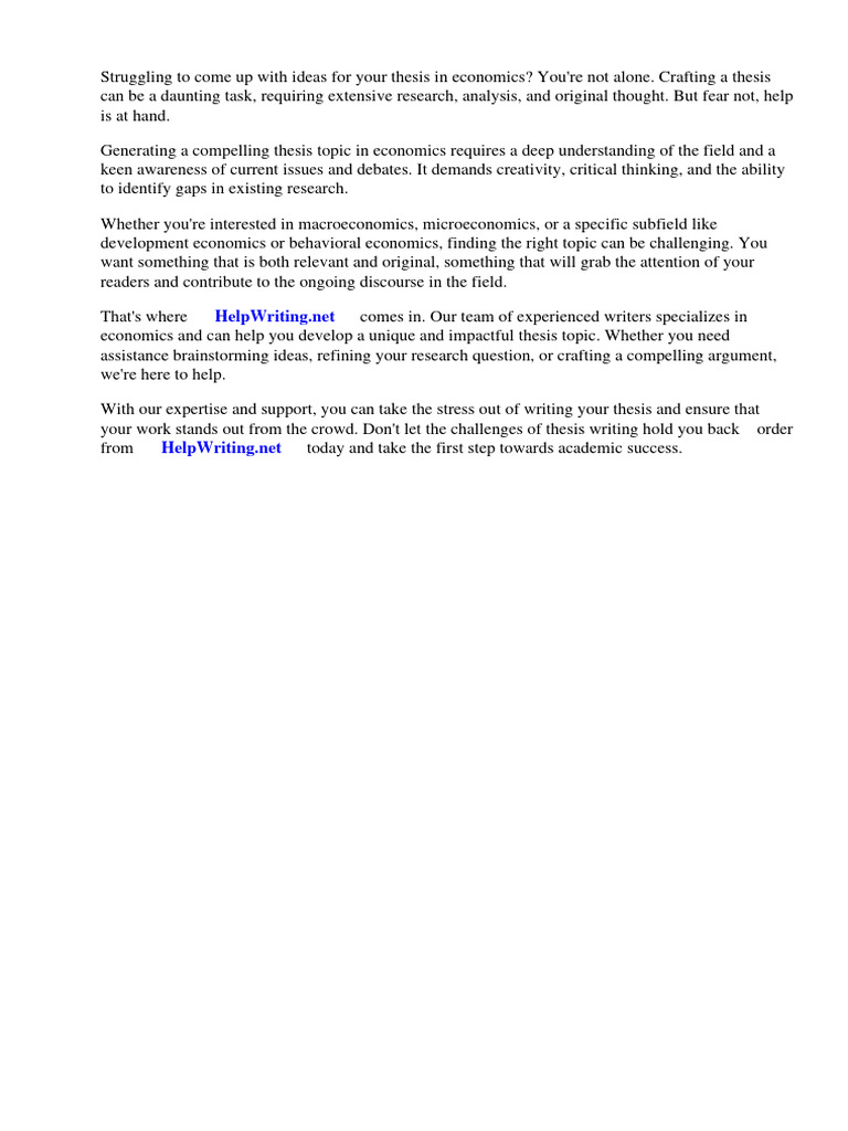 Economics Thesis Topic Ideas Guide | PDF | Economics | Thesis