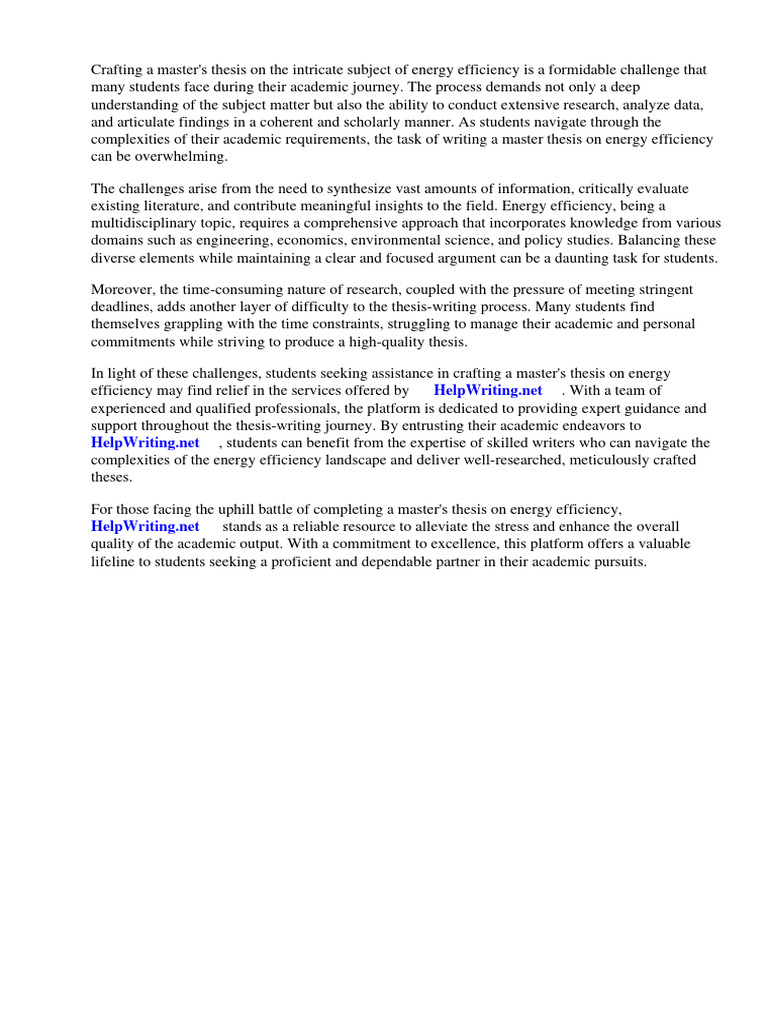 Master Thesis Energy Efficiency | PDF