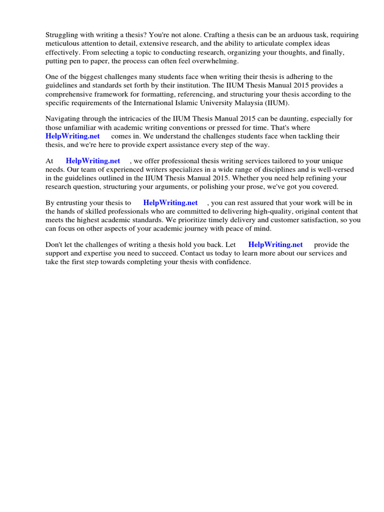 Iium Thesis Manual 2015 | PDF | Thesis | Citation