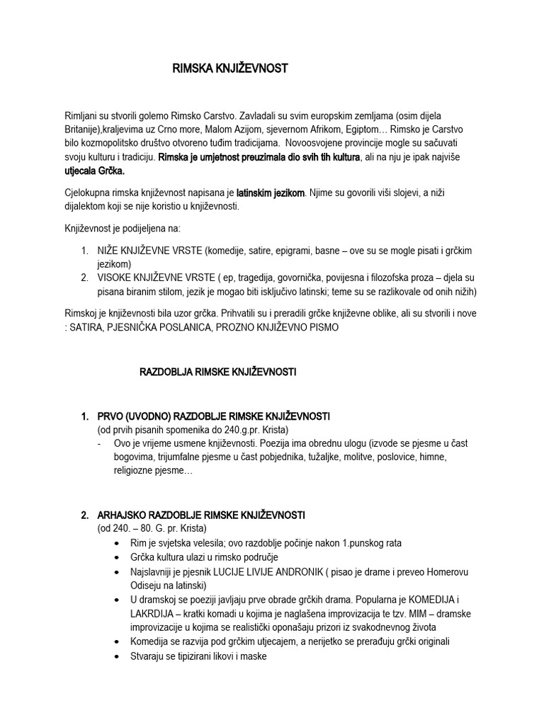 Rimska Književnost | PDF