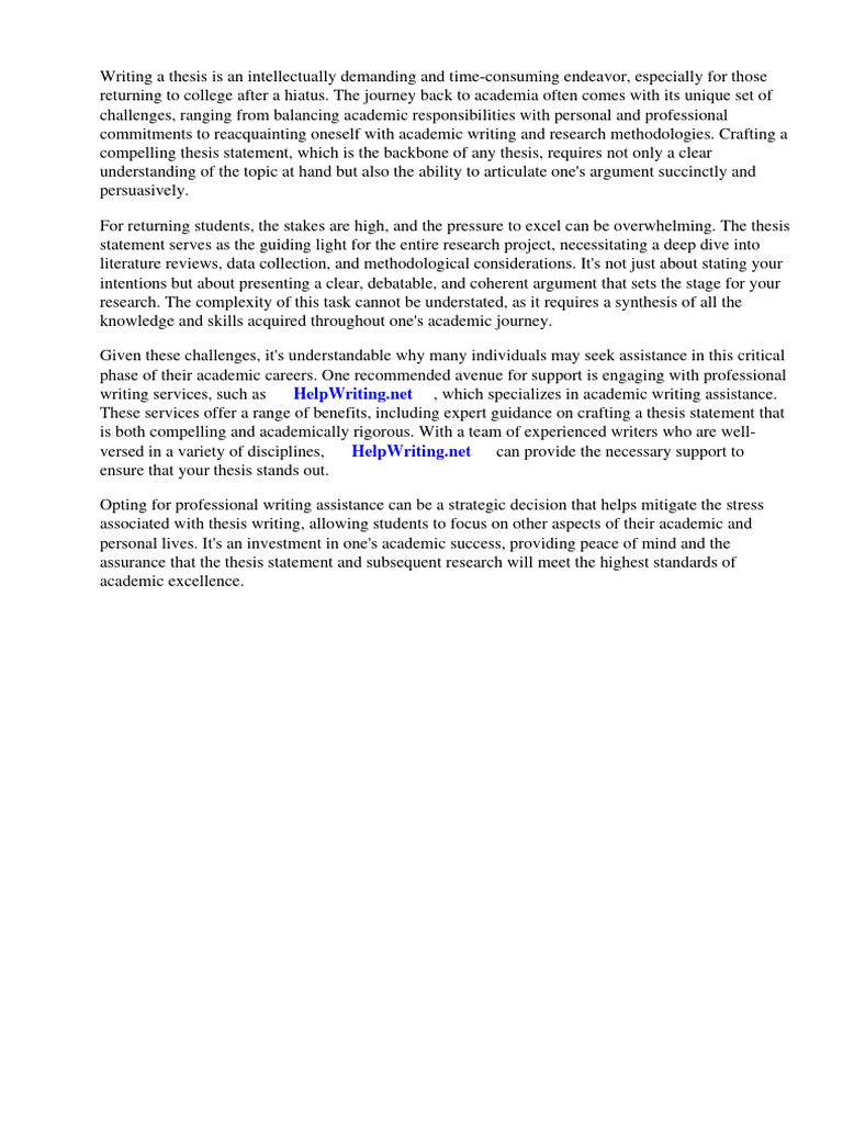 Thesis Writing Tips for Returning Students | PDF | Essays | Thesis