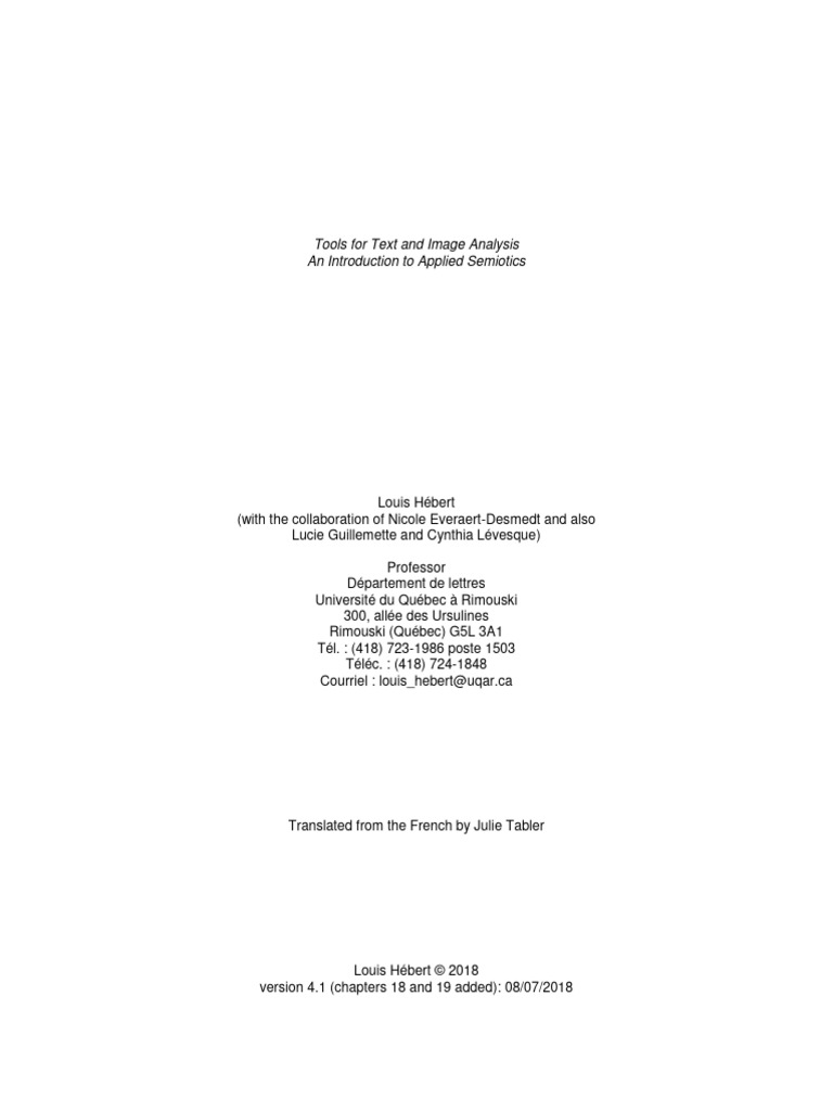 Louis Hebert Tools For Texts and Images | PDF | Theory | Semiotics