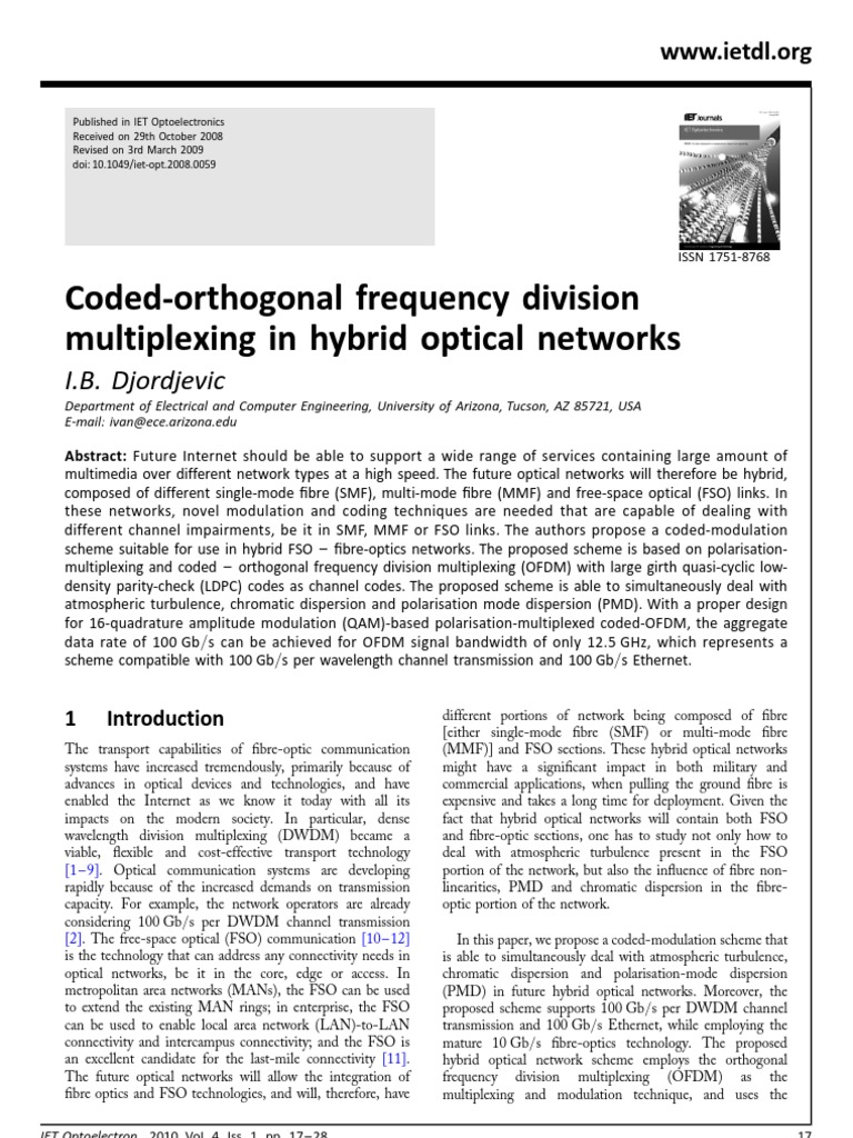 Coded Ofdm In Hybrid Pdf Orthogonal Frequency Division Multiplexing