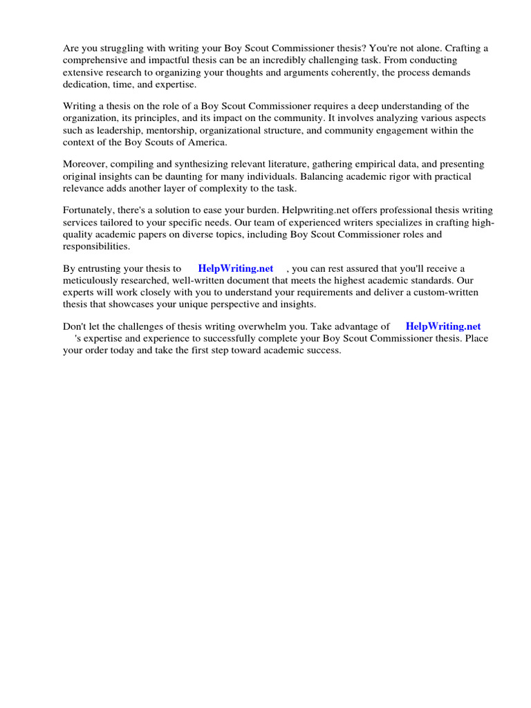 Boy Scout Commissioner Thesis | PDF | Scouting | Boy Scouts Of America
