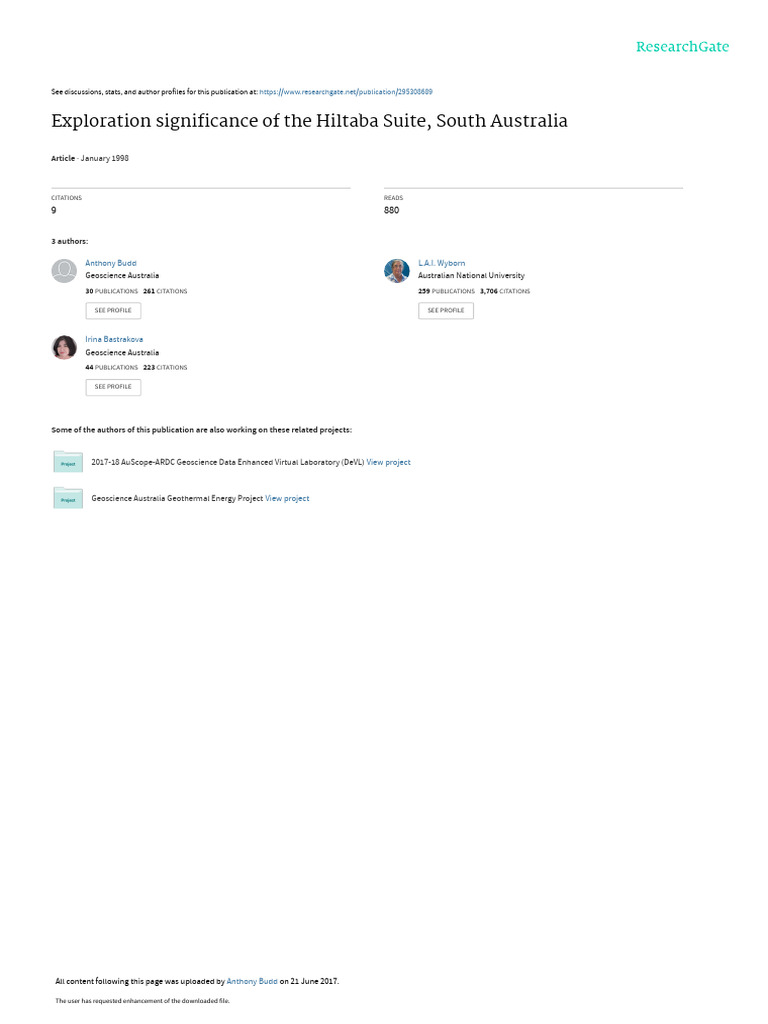 Exploration Significance of the Hiltaba Suite | PDF