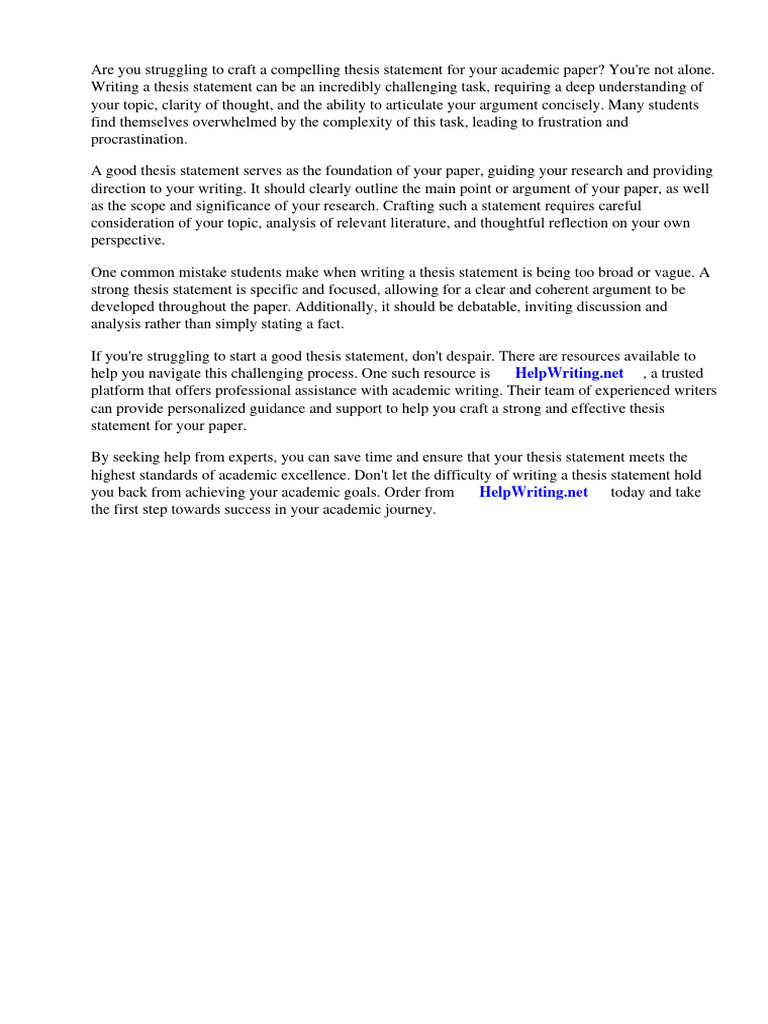 How Can I Start A Good Thesis Statement | PDF | Essays | Thesis
